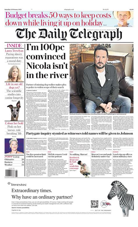 Daily Telegraph Front Page 11th Of February 2023 Tomorrow S Papers Today
