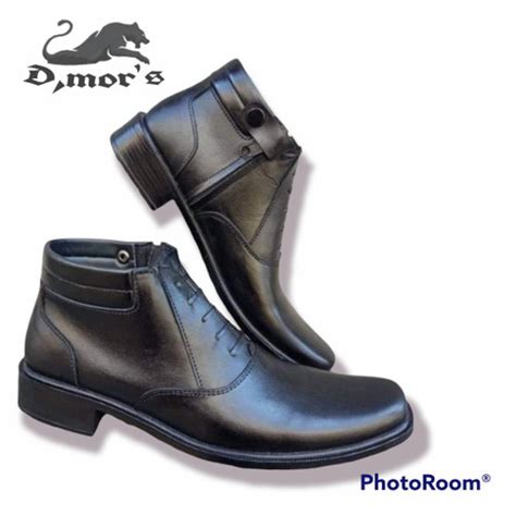 Jual Sepatu Pdh Pria Polri Tni Ad Satpam Resleting Asli Kulit Hitam