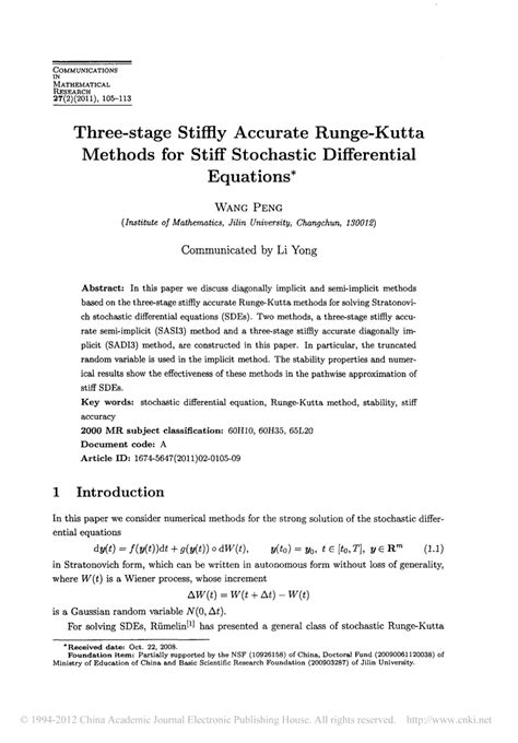 pdf three stage stiffly accurate runge kutta methods for stiff stochastic differential equations