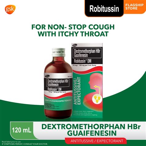 Robitussin DM Dextromethorphan HBr Guaifenesin For Cough Phlegm Itchy
