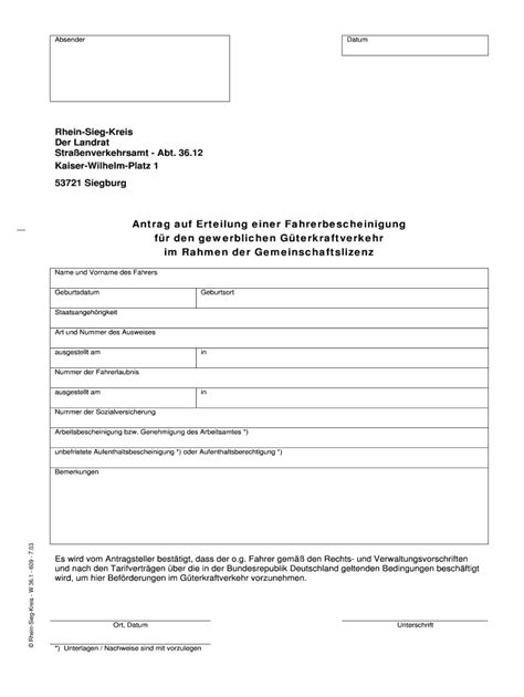 Ausfüllbar Online Antrag auf Erteilung einer Fahrerbescheinigung
