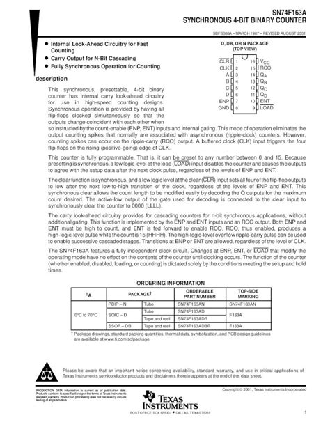 Pdf Synchronous Bit Binary Counter Rev A Pdf Filesn F A
