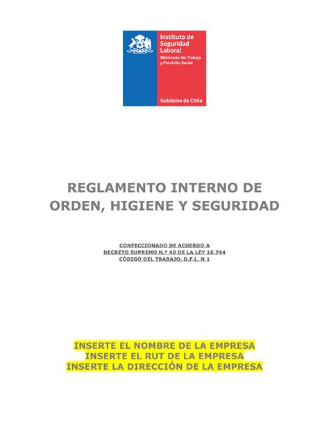 Validado Reglamento Interno DE Orden Higiene Y Seguridad