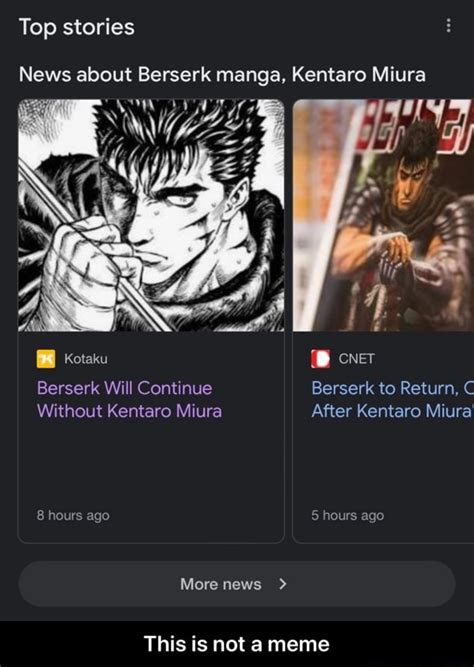 Top Stories News About Berserk Manga Kentaro Miura Cner Berserk Will