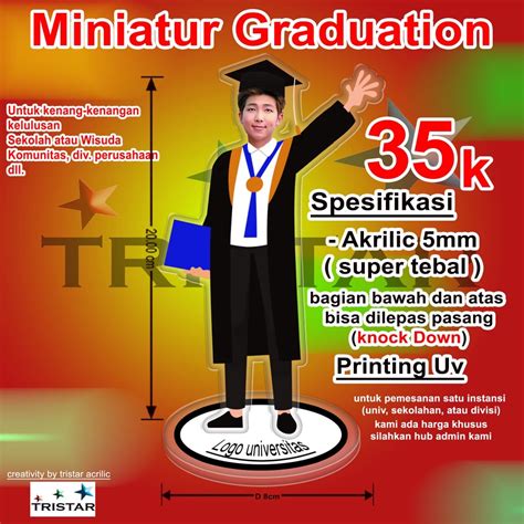 Jual Plakat Wisuda Akrilik Custom Hadiah Kelulusan Miniatur Graduation