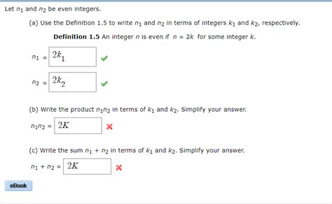 solved let ni and n2 be even integers a use the