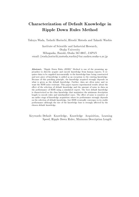 pdf characterization of default knowledge in ripple down rules method
