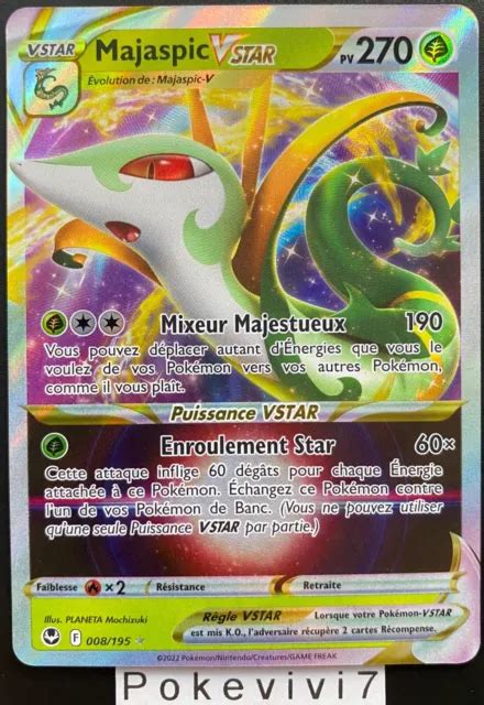 CARTE POKEMON MAJASPIC 008 195 Vstar Ultra Rare Epée et Bouclier 12