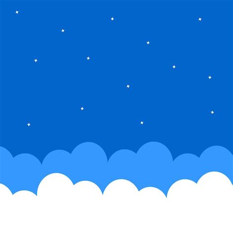 Nubes Y Estrellas En El Cielo Azul Lindo Fondo En Estilo De Dibujos