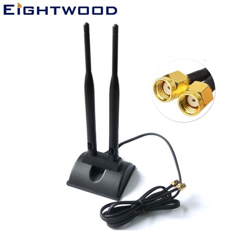 Eightwood 2 4GHz 5GHz Dual Band Omni Aerial Antenna With 2 RP SMA Male