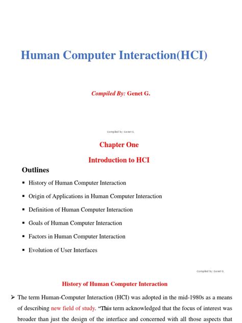 human computer interaction hci compiled by genet g pdf human computer interaction