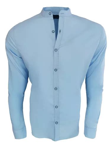 Camisa Lisa Manga Larga Cuello Mao Hombre Slim Fit Casual MercadoLibre