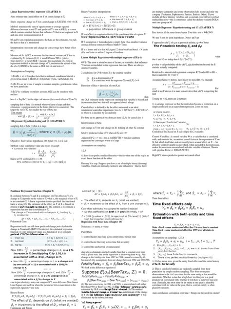econometrics cheat sheet stock and watson pdf ordinary least squares regression analysis