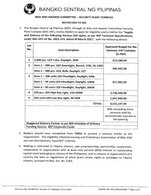 Fillable Online Supply And Delivery Of Various Lighting FixturesFY 2022