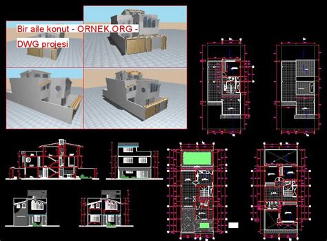 Proje Sitesi Bir Aile Konut Autocad Projesi