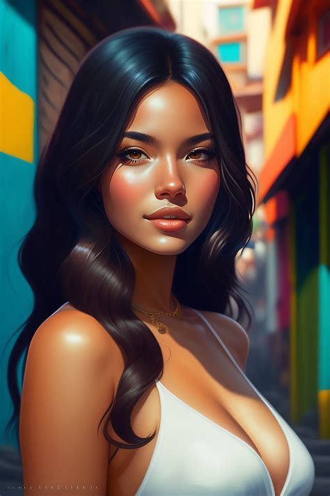 Lexica Elegant Girl Brazilian Brunette In Urban Outfit In Favela Do
