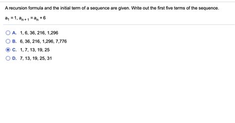 solved a recursion formula and the initial term of a