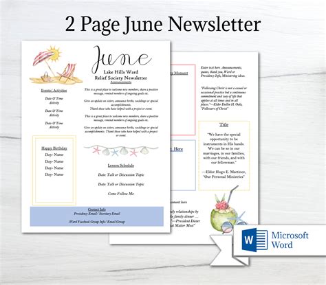 Editable June Newsletter Template Ms Word Newsletter Template
