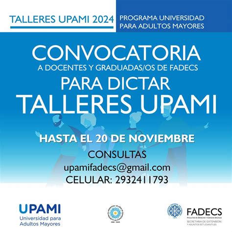 CONVOCATORIA A PRESENTAR TALLERES UPAMI 2024 Facultad De Derecho Y
