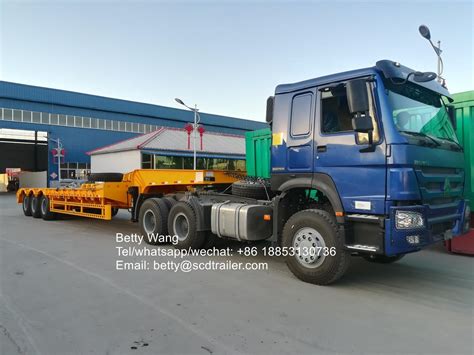 Howo Tractor Truck With Low Bed Trailer Sending To Ivory Coast