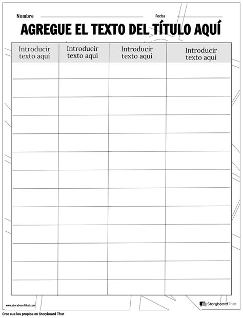 Hoja De Trabajo De Tabla Storyboard By Es Examples