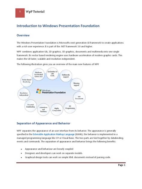 wpf tutorial pdf windows presentation foundation extensible application markup language