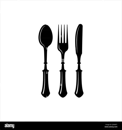 Cutlery Icon Fork Spoon And Knife Vector Art Illustration Stock
