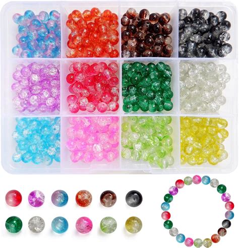 TRUEIN 540 Glasperlen zum Auffädeln 6mm Crackle Glasperlen Set