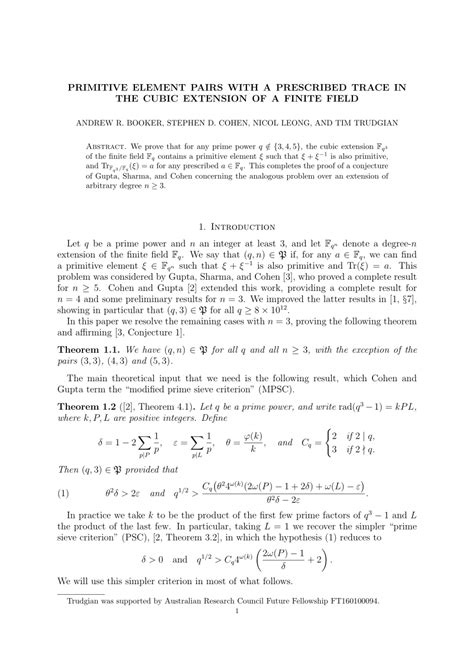 pdf primitive element pairs with a prescribed trace in the cubic extension of a finite field