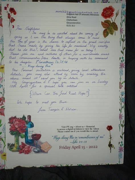 Memorial Campaign Jw Letter Writing Samples Letter Writing