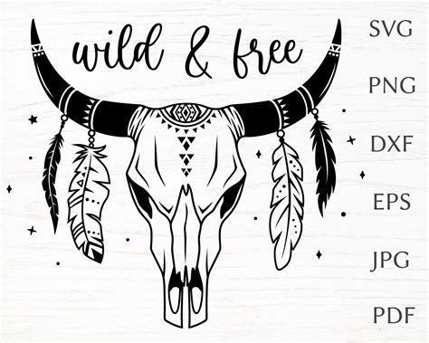 Cow Skull Svg Boho Tribal Svg Laser Cut Files Indian Svg Etsy