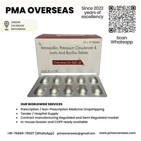 Checmox 625LB Amoxicillin Potassium Clavulanate And Lactic Acid