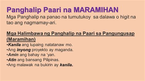 Panghalip Paari Na Isahan Mga Panghalip Na Panao Na Tumutukoy Sa Isang