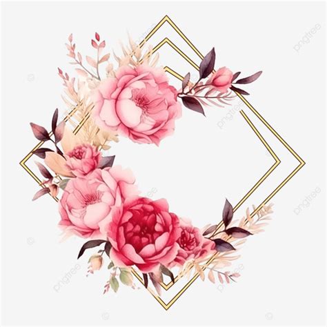 Corona De Ramo De Flores De Rosas Rosadas Y Peonías Con Marco Con Marco
