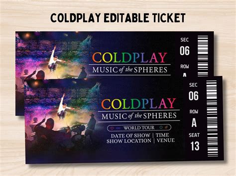 Coldplay Music Of The Spheres Tour Ticket Coldplay Tour Ticket Music