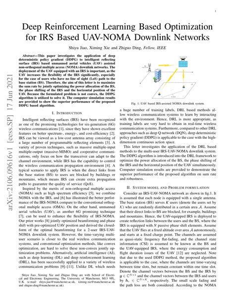 pdf deep reinforcement learning based optimization for irs based uav noma downlink networks