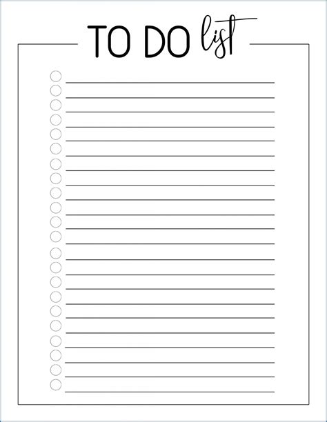 Free To Do List Printable Template