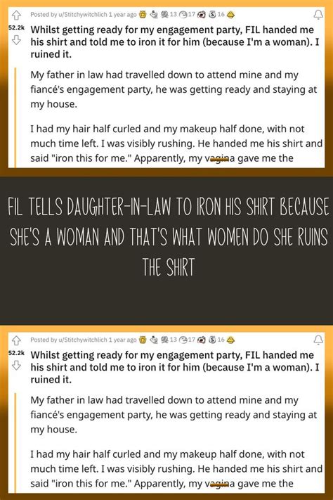 Fil Tells Daughter In Law To Iron His Shirt Because She S A Woman And