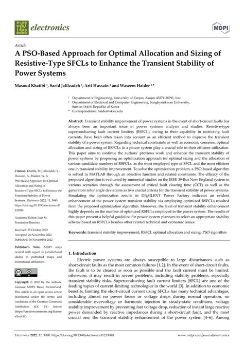 pdf a pso based approach for optimal allocation and sizing of resistive type sfcls to enhance