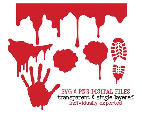 Blood Splatter Svg Drip Cut Files Bloody Handprint Svg Digital Files