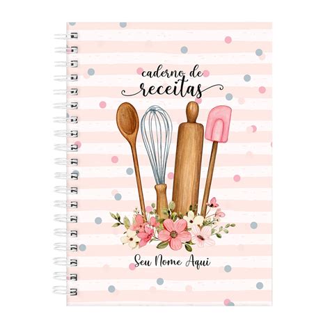 Caderno Personalizado De Receitas Floral Listras Rosa 18x25 Shopee Brasil