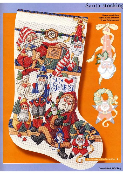Calza Natalizia Con Tanti Babbo Natale 2 Magiedifilo It Punto Croce