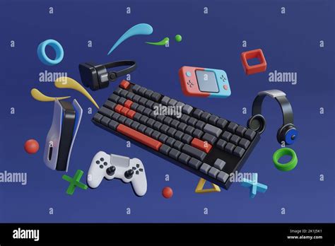 Gaming Keyboard 3D Model Rendering Flying Gamer Gears Like Mouse