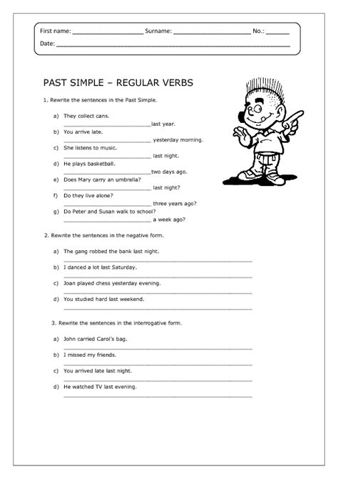 Past Simple Worksheet Regular Verbs