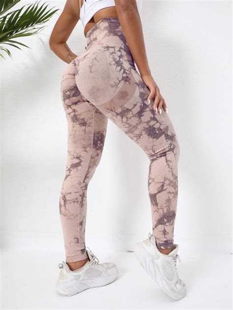 Yoga Trendy Tie Dye Seamless Scrunch Butt Tummy Control Gym Leggings