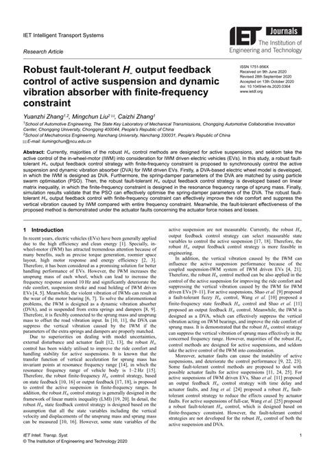 pdf robust fault tolerant h ∞ output feedback control of active suspension and dynamic
