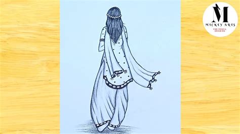 How To Draw A Traditional Girl Wearing Salwar Suit Girl Drawing