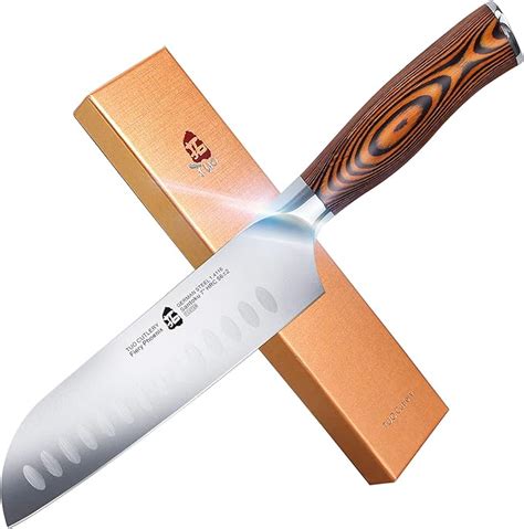 TUO Santoku Knife Asian Granton Chef Knife Hollow Ground High