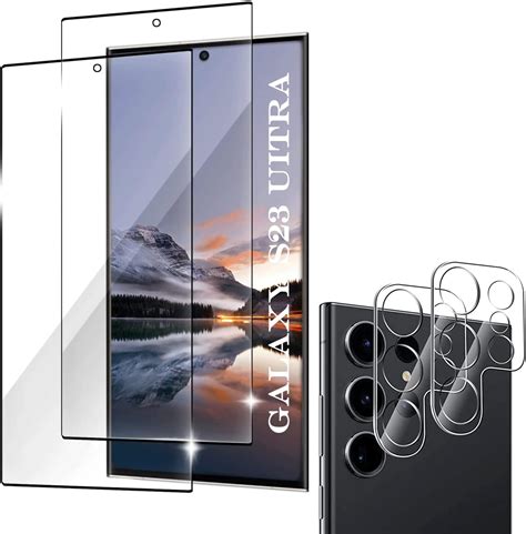 2 2 Pack Verre Trempé pour Galaxy S23 Ultra Compatible avec Lecteur