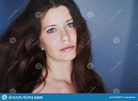 Romantic Model Look And Aesthetic Beauty Face Closeup Beautiful Woman With Brown Hair Long